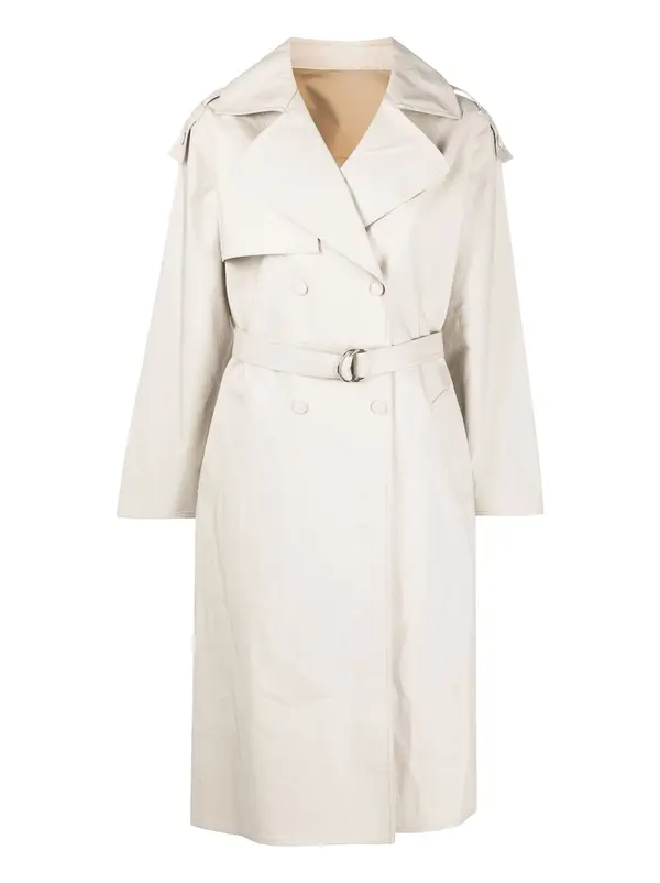 YVES SALOMON Silk Belted Trench Coat - Neutrals