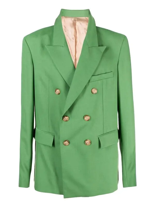 Ahluwalia Colour-block Double-breasted Blazer - Green