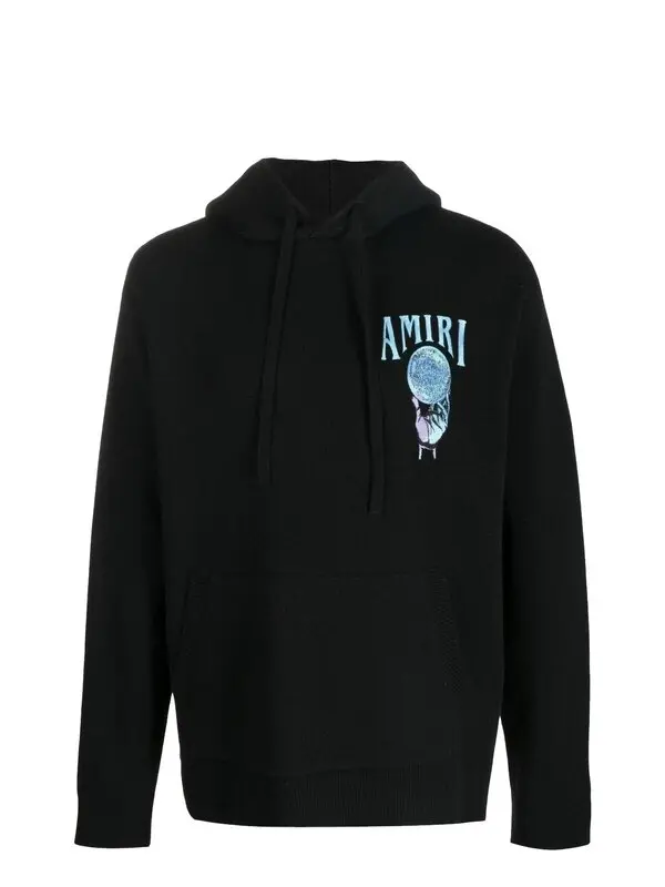 Amiri Graphic-embroidered Cotton Hoodie - Black