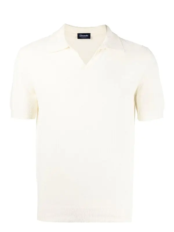 DRUMOHR Short-sleeve V-neck Polo Shirt - White