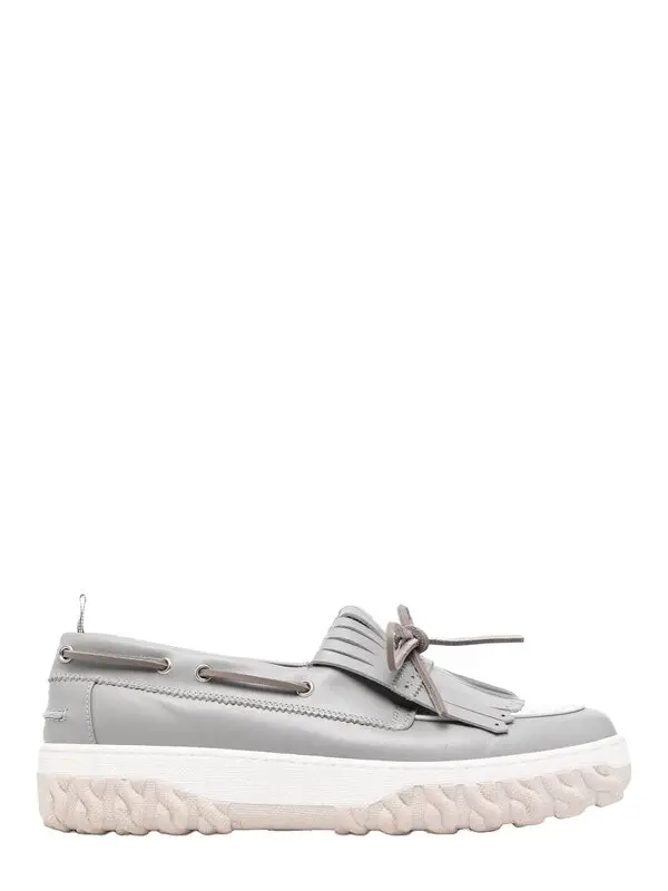 Thom Browne Grosgrain-loop Trim Boat Shoes - Grey