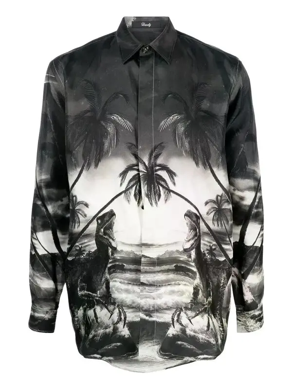 Philipp Plein Dinosaur-print Silk Shirt - Black