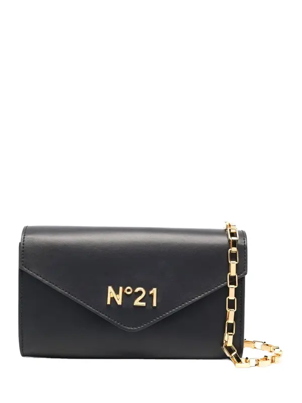 N°21 Leather Shoulder Bag With Logo - Black