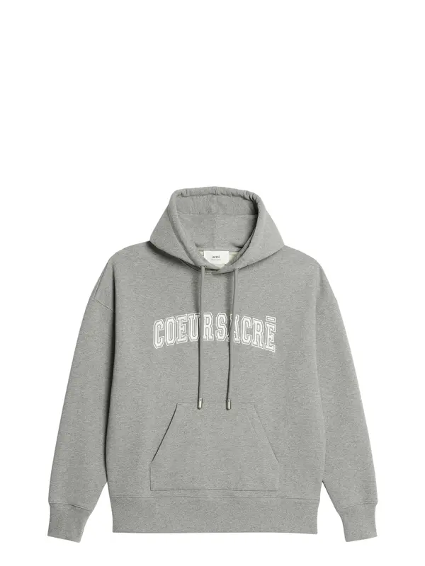 Ami Coeur Sacré Embroidered Hoodie - Grey