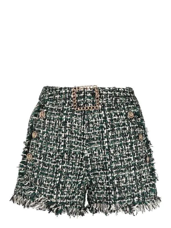 EDWARD ACHOUR PARIS Rough-cut Tweed Shorts - Green