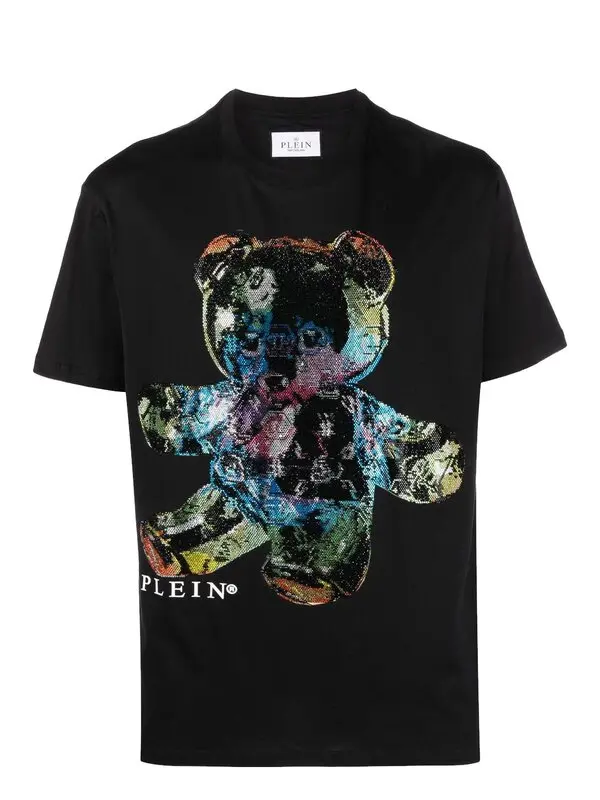 Philipp Plein Rhinestone-embellished Teddy-print T-shirt - Black