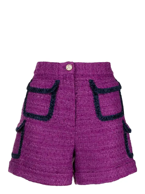 EDWARD ACHOUR PARIS Tweed Pocketed Shorts - Purple
