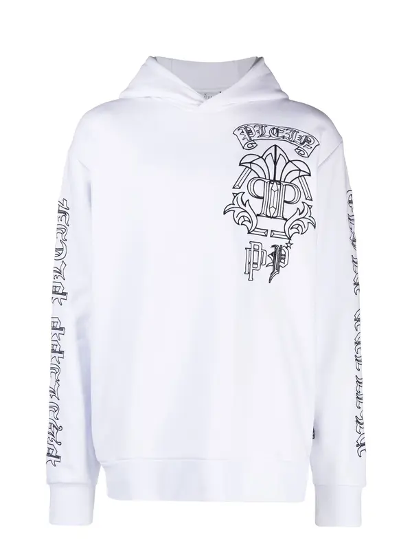 Philipp Plein Skull-print Embroidered Hoodie - White