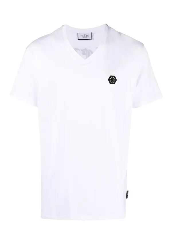 Philipp Plein Gothic Plein V-neck T-shirt - White