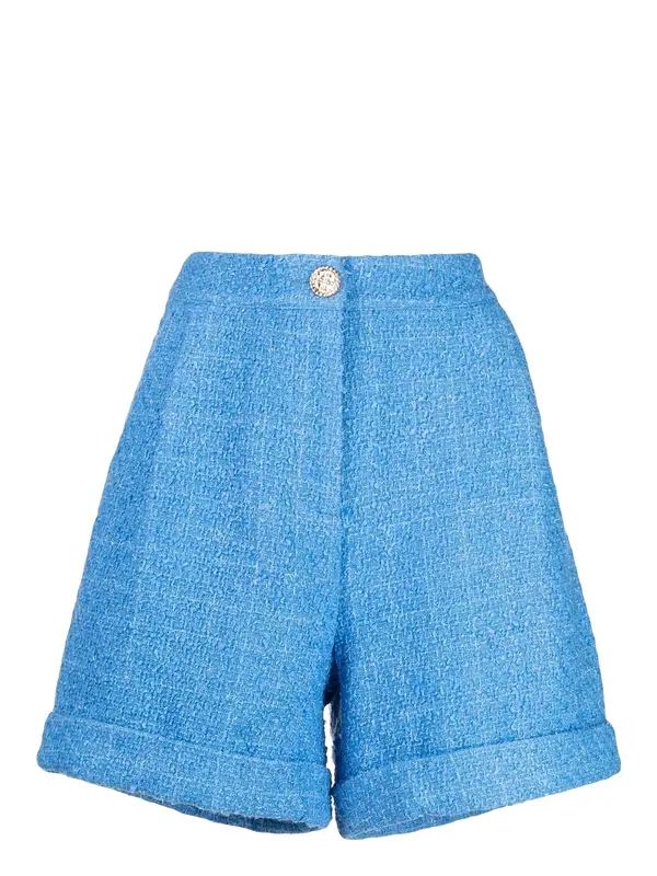 EDWARD ACHOUR PARIS Wide-leg Tweed Shorts - Blue