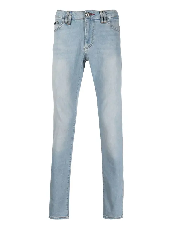 Philipp Plein Logo-plaque Slim-leg Jeans - Blue