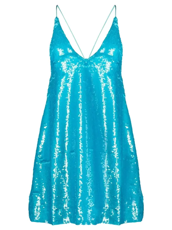 GANNI Sequin Slip Mini Dress - Blue