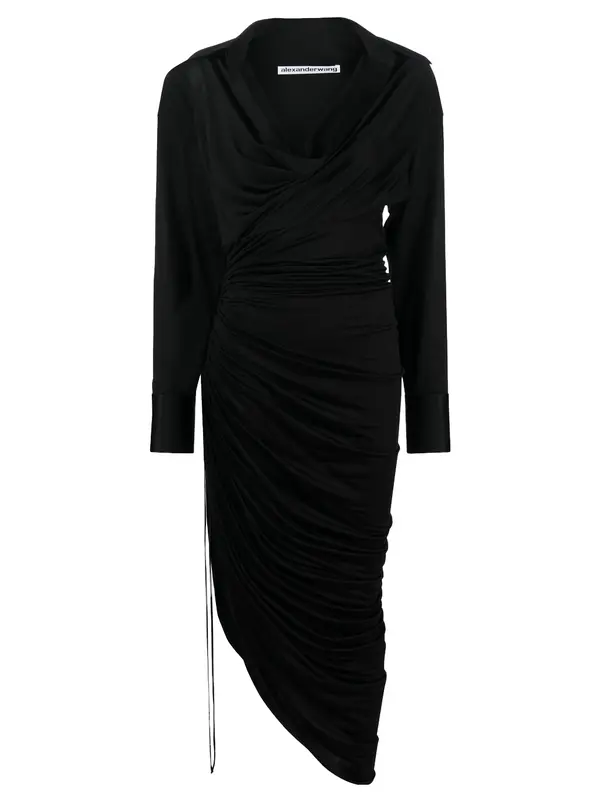 Alexander Wang Asymmetric V-neck Dress - Black