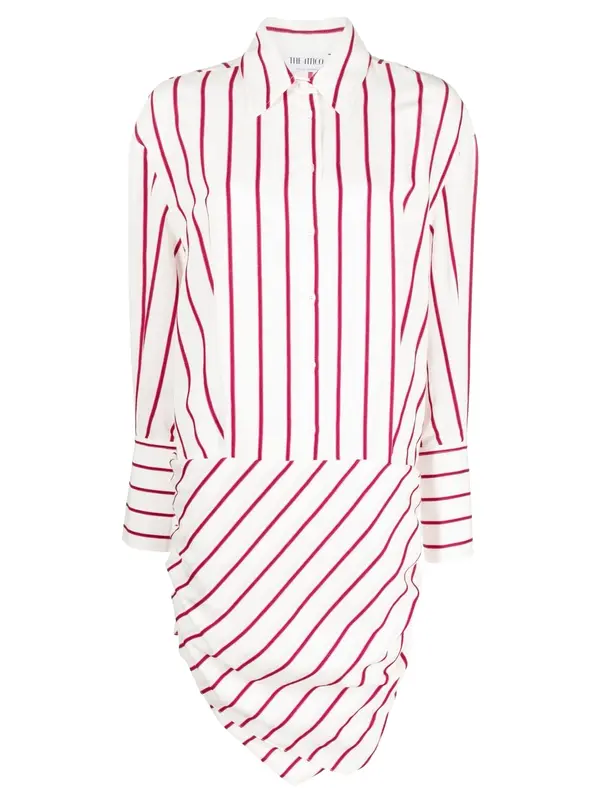 Attico Hatty Striped Draped Dress - White