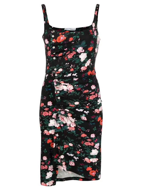 Rabanne Floral-print Mini Dress - Black
