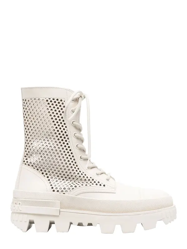 Moncler Perforated Lace-up Boots - Neutrals