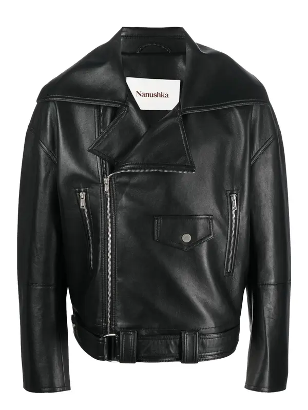 Nanushka Zipped Biker Jacket - Black