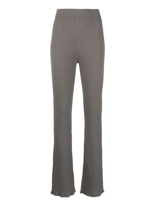Nanushka Ribbed-knit Flared Trousers - Grey