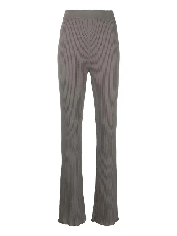 Nanushka Ribbed-knit Flared Trousers - Grey