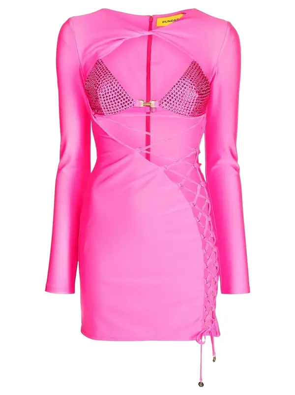 Dundas Lace-up Mini Dress - Pink