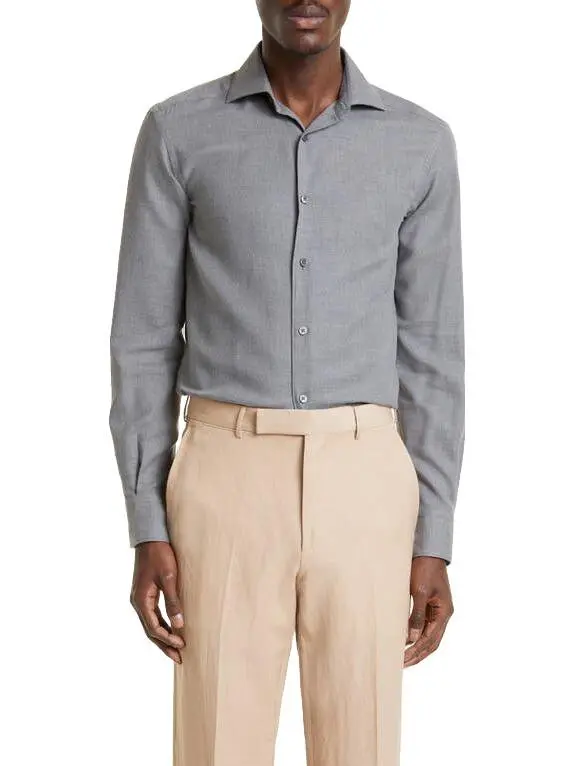 Zegna Cashco Cotton & Cashmere Button-up Shirt - Grey