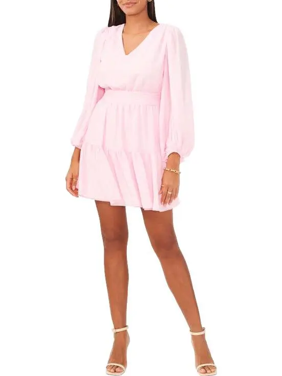 Chaus Long Sleeve Tiered Dress - Pink Horizon