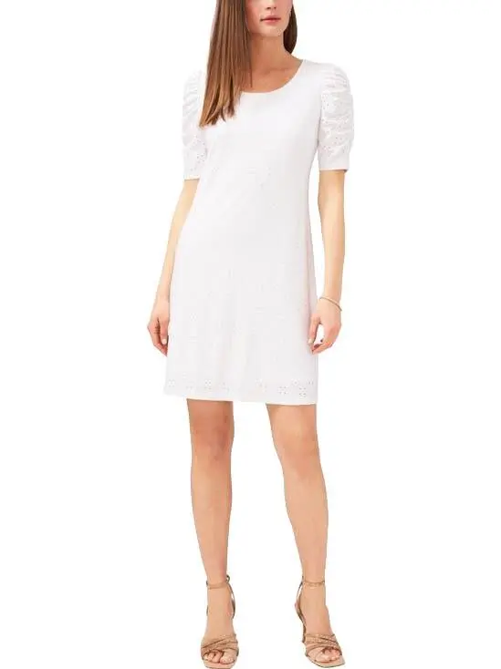 Chaus Eyelet Shift Dress - True White