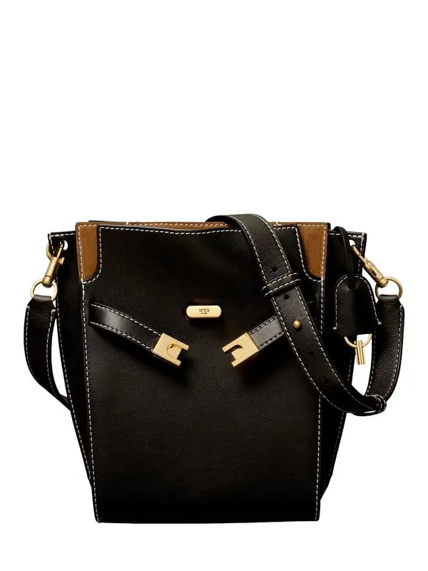 Tory Burch Lee Radziwill Leather Double Bucket Bag - Black