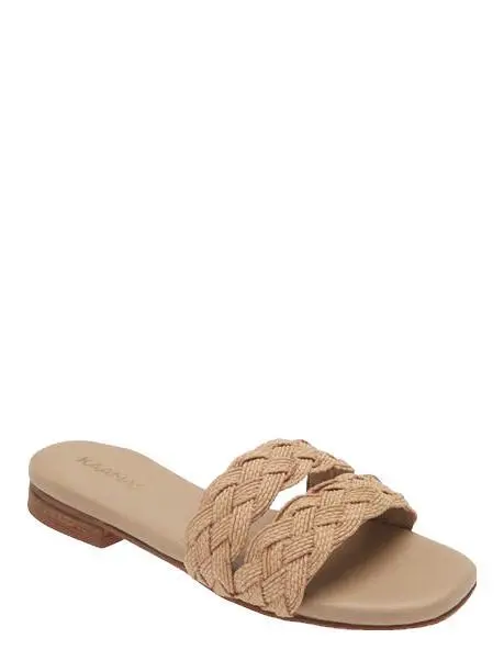 Kaanas Braided Vamp Slide Sandal - Camel