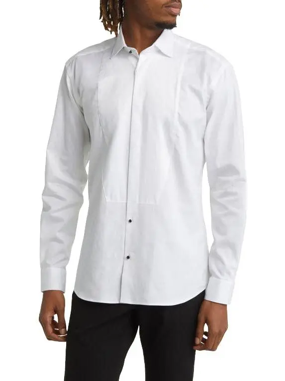 MACEOO Fibonacci Angled Lines Regular Fit Cotton Button-up Shirt - White