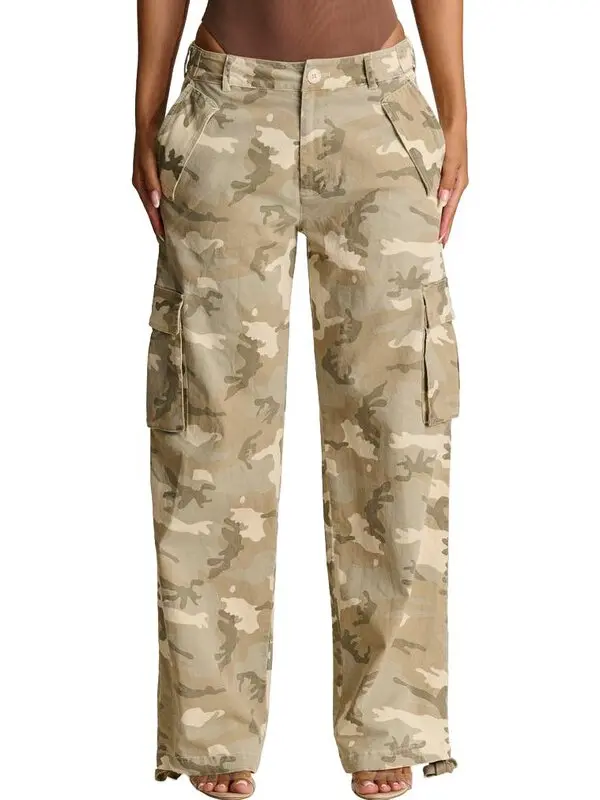 Naked Wardrobe Stretch Cargo Pants - Natural Camo