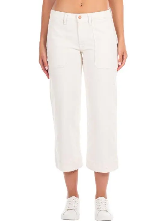 MODERN AMERICAN Farrah Crop Wide Leg Pants - Ecru