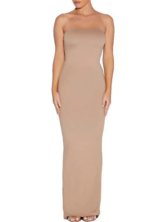 Naked Wardrobe Strapless Tube Maxi Dress - Nude
