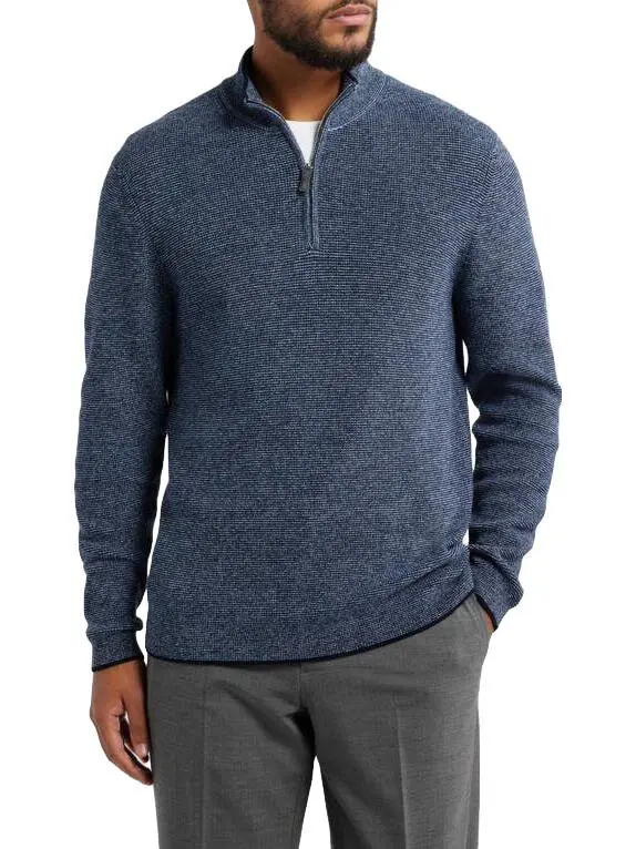 JACK VICTOR Daulac Quarter Zip Pullover - Navy