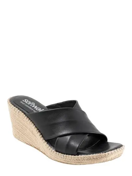 Softwalk Hastings Espadrille Platform Wedge Slide Sandal - Black