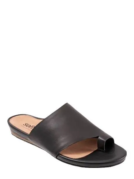 Softwalk Corsica Leather Slide Sandal - Black Leather