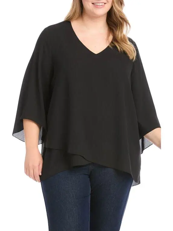 Karen Kane Asymmetric Blouse - Black