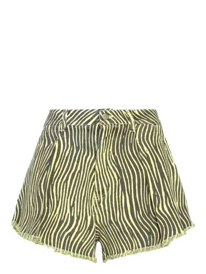 DIMORA Denim Zebra-print High-waisted Shorts - Yellow