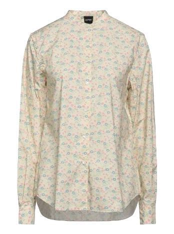 Aspesi Cotton Floral Mandarin Collar Shirt - Beige