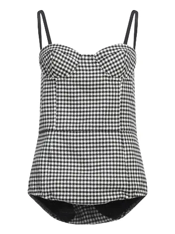 Red Valentino Sleeveless Top In Checked Flannel - Black