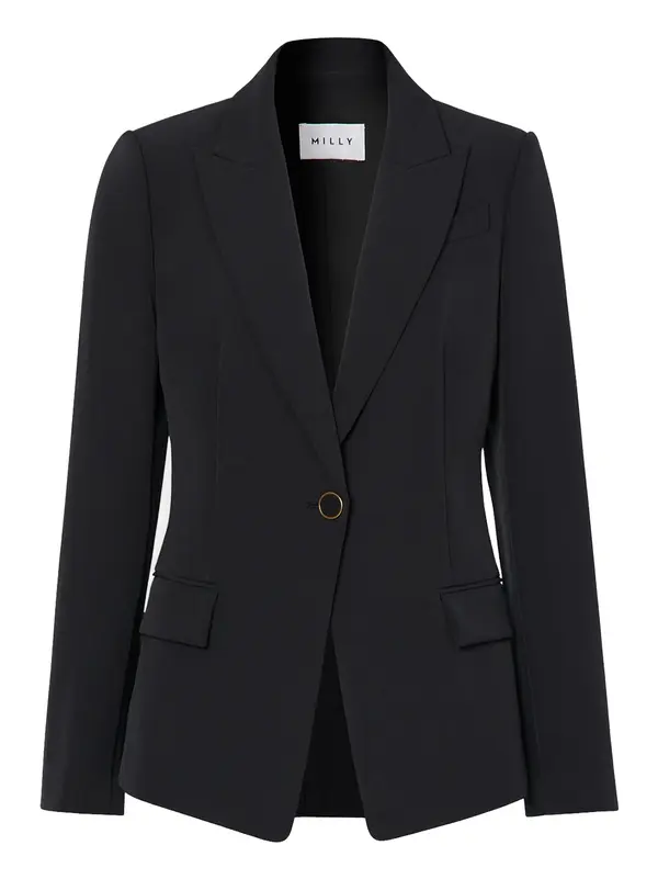 MILLY Avery Single-button Cady Blazer - Black