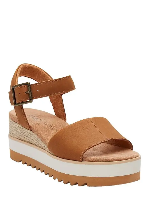 Toms Diana Stretch Platform Wedge Sandals - Brown