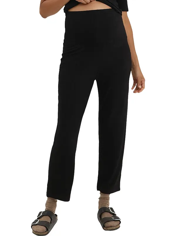 NOM MATERNITY Camilla Ribbed Pants - Black