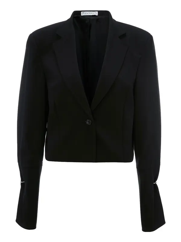 JW Anderson Ring-detail Cropped Blazer - Black