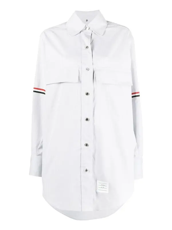 Thom Browne Rwb Stripe Longline Shirt - Grey