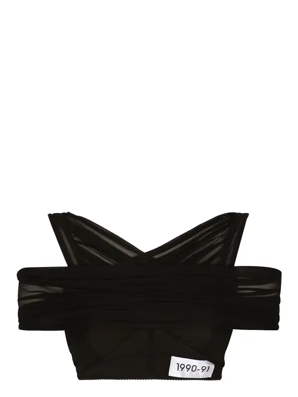 Dolce & Gabbana Organzine Crop Top - Black