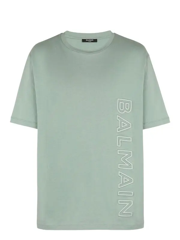 Balmain Logo-embossed Cotton T-shirt - Green