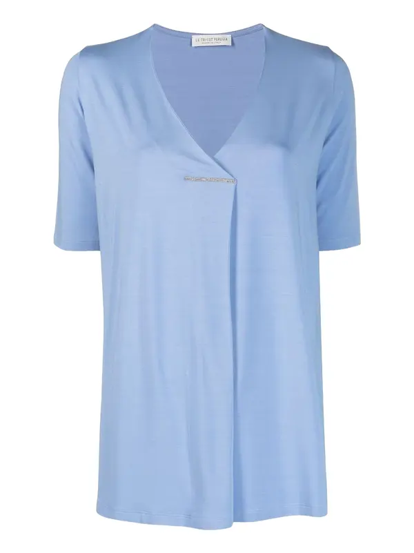 LE TRICOT PERUGIA Stitched-fold T-shirt - Blue