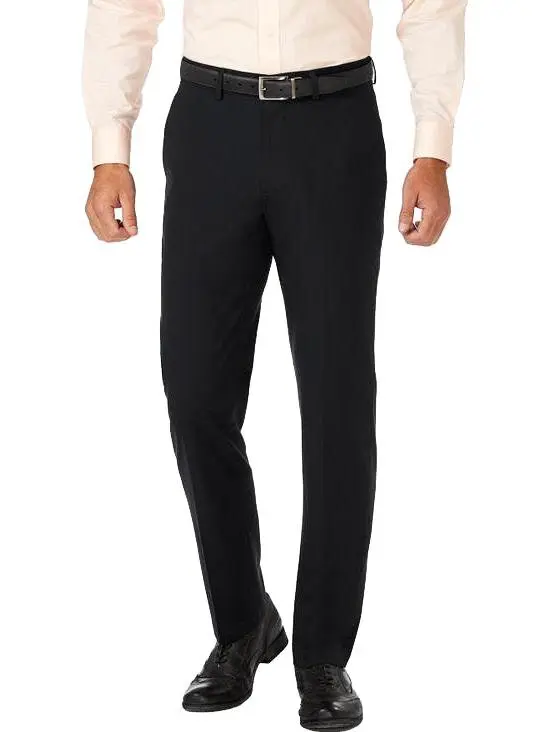 HAGGAR 4-way Stretch Slim Fit Flat Front Dress Pants - Black