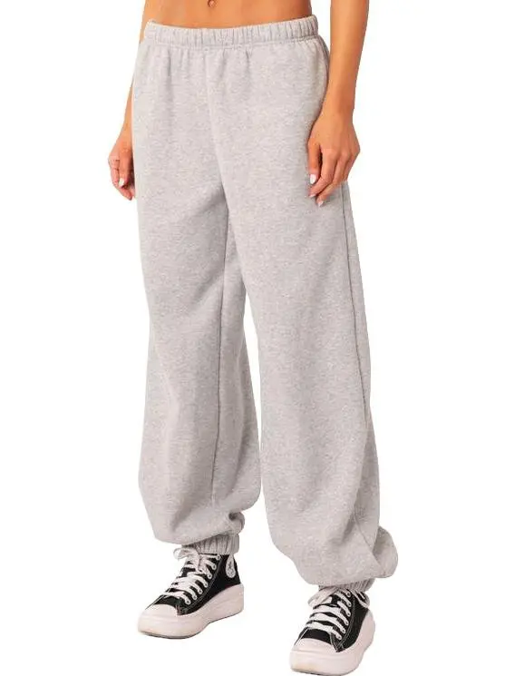 EDIKTED Clark Oversize Cotton Blend Sweatpants - Grey-melange